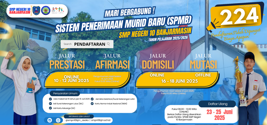 Sistem Penerimaan Murid Baru (SPMB) Tahun Ajaran 2025/2026 - SMP Negeri 10 Banjarmasin